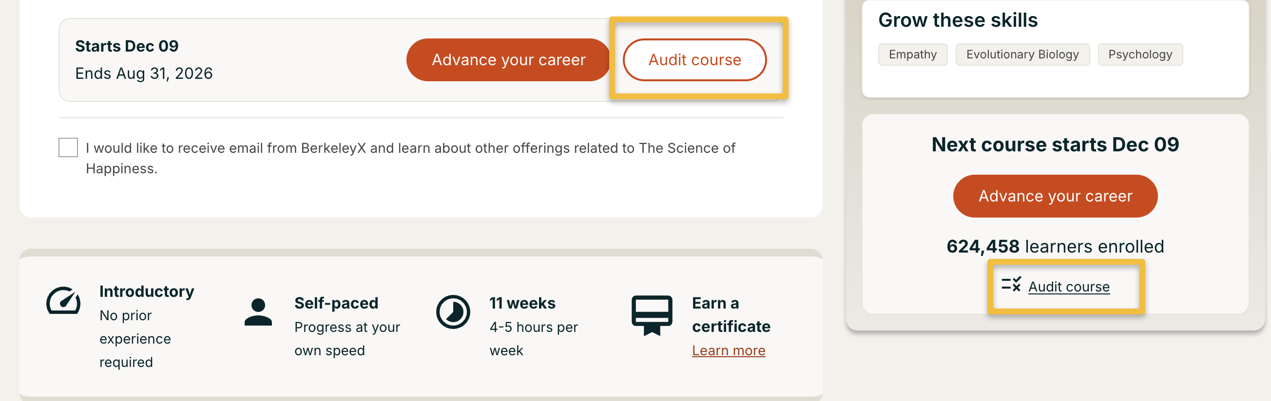 How do I take a course for free?