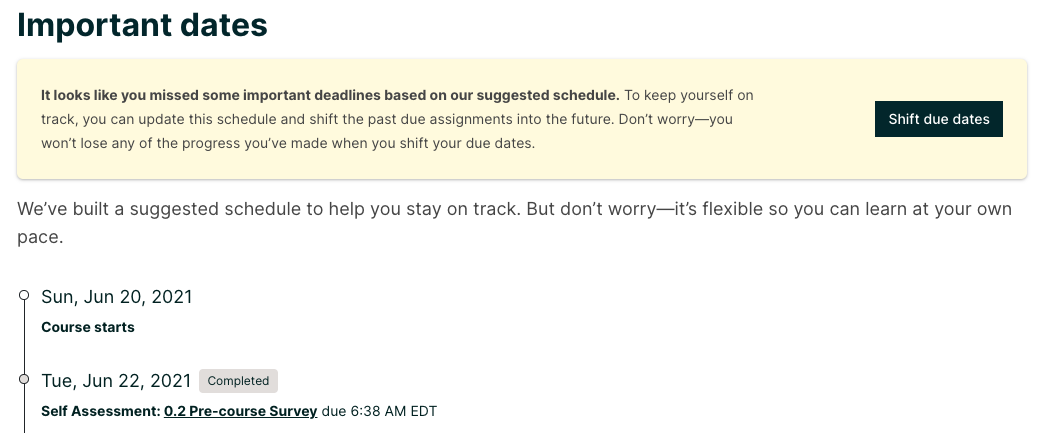 How does the suggested schedule work?