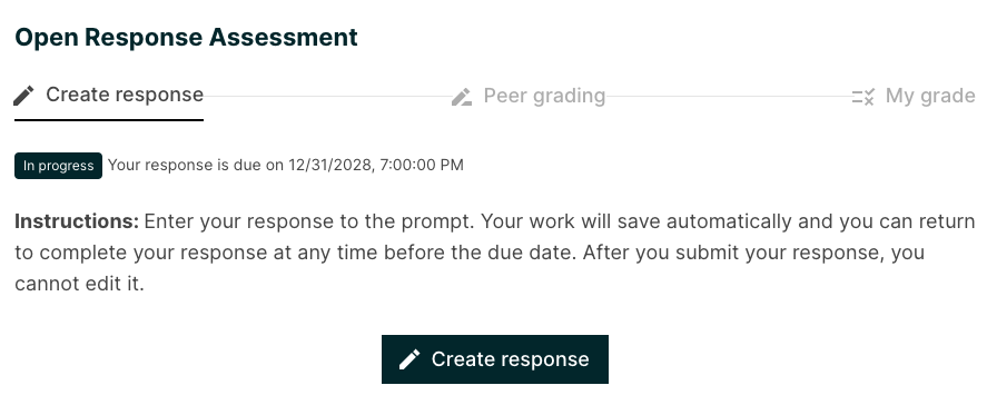 How do I submit my response to an open response assessment?